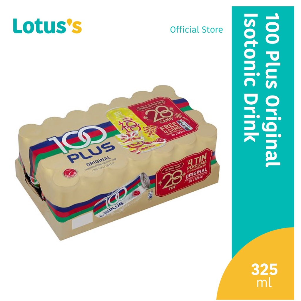 100 Plus Original Isotonic Drink (325ml x 24) [Free 4 Cans] | Shopee Malaysia