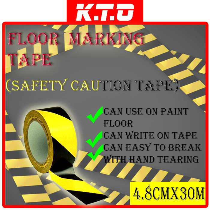 Floor Marking Tape 4.8cm X 30m Black & Yellow Warning Safety Amaran ...