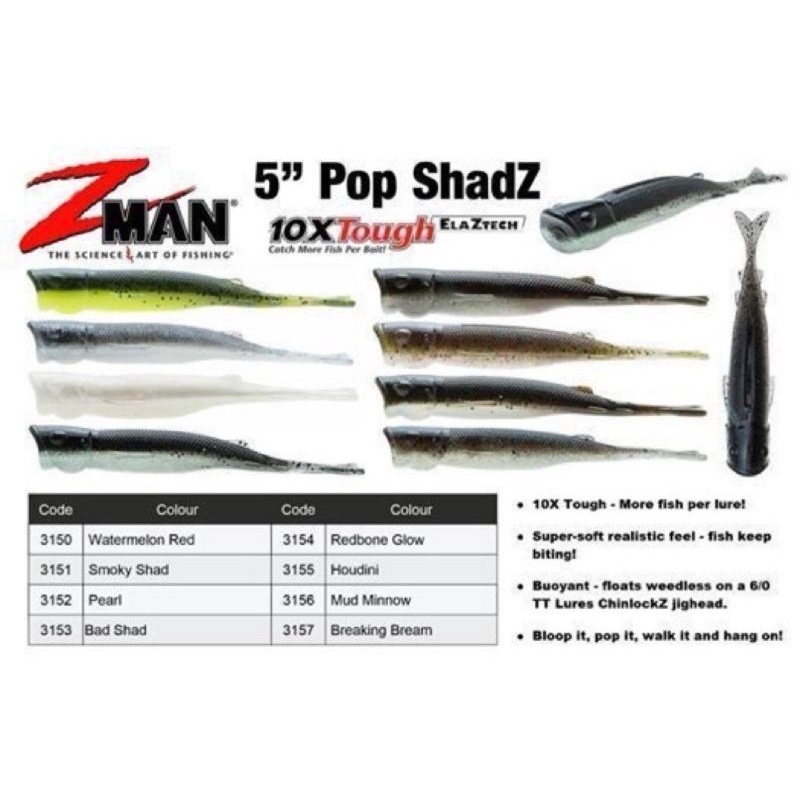ZMAN POP SHADZ 5 SOFT BAIT 10X TOUGHT | Shopee Malaysia
