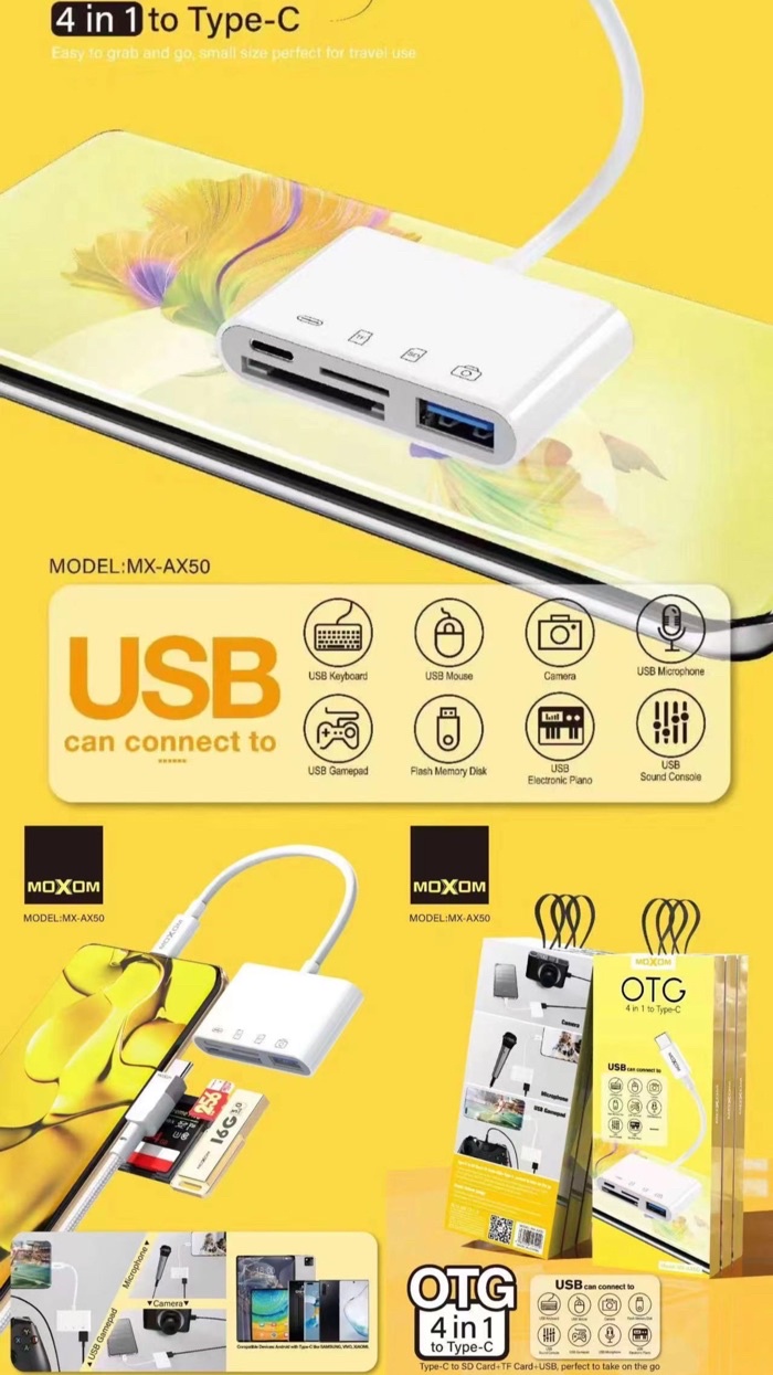 MOXOM MX-AX49-AX50-AX51-AX52 3 4 in 1 OTG Type C SD TF Card USB ...