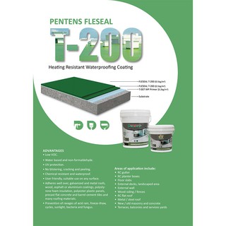 20KG PENTENS T200 / 18KG T201 UV Resistant Acrylic Waterproofing Coating (Paint Cat Waterproof ...