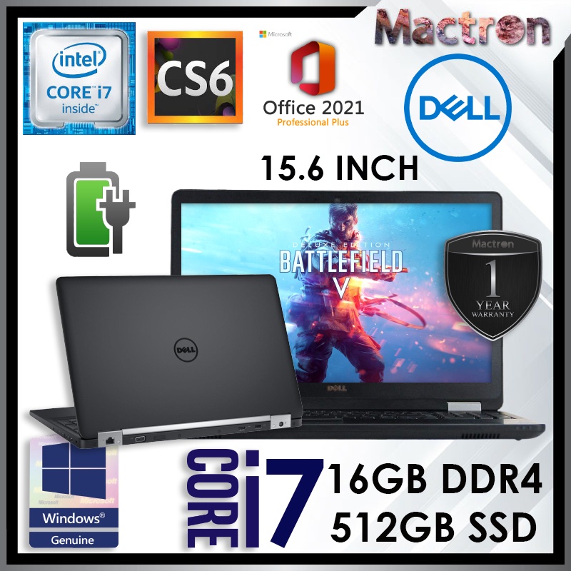 CORE I7 6TH GEN 15 INCH / 16GB DDR4 / 512GB SSD / W10PRO / 1 YEAR ...