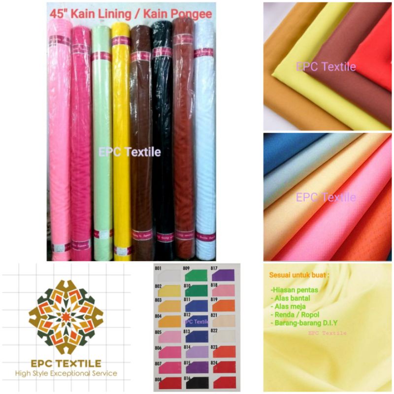 44"/45" Kain Lining (Alas) / Pongee Royal Fabric Buatan Malaysia ...