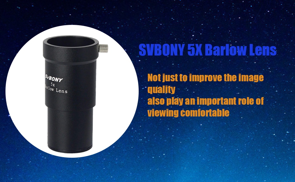 SVBONY 5X Barlow Lens Fully Blackened Metal Multi Coated Green Film (1. ...