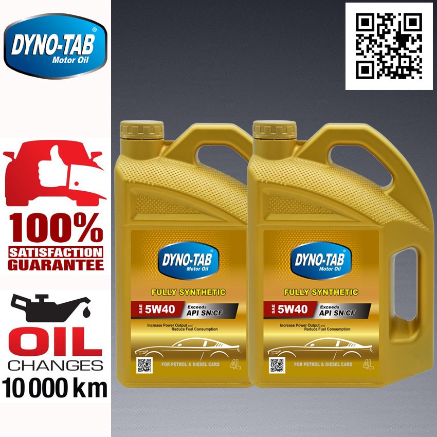 DYNO TAB 5W40 SN/CF Fully Synthetic Engine Oil 4Liter X 2 Bottles (Ship ...