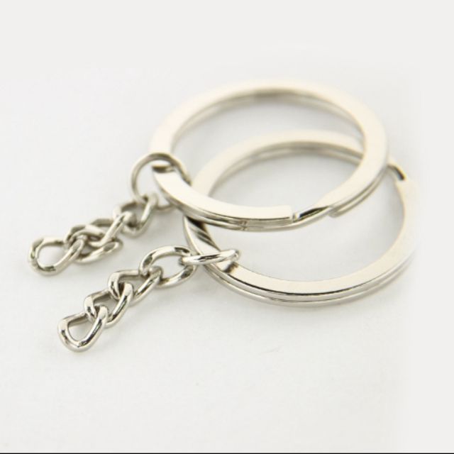DIY Craft Key Ring Iron Split Key Ring With Chain Outer Diameter 28 mm ...