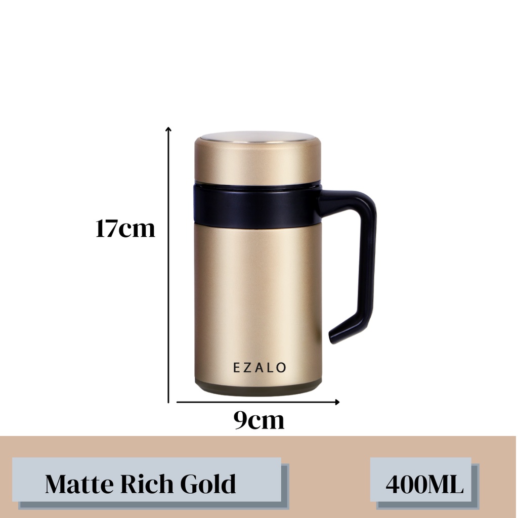 EZALO Mustard Vacuum 316 And 304 Stainless Steel Mug Thermal Tea Flask Warming Cup (400/600ML ...