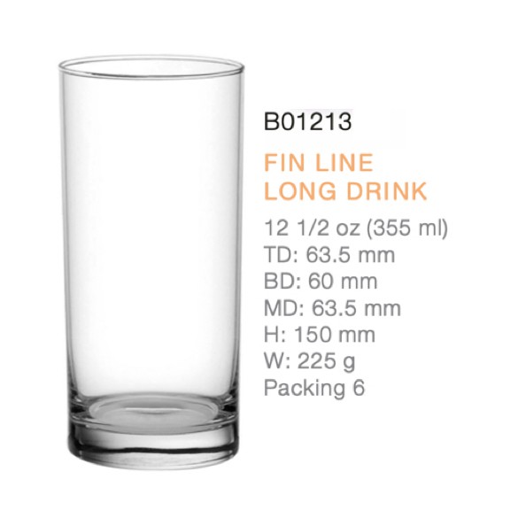 (Set of 6) Ocean B01213 Fin Line Long Drink Glass [355ml (12.50oz ...