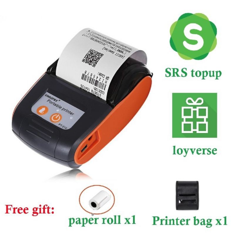 PT210 Free POS 58mm Bluetooth Thermal Receipt Printer SRS Topup Pay Bill For Android | Shopee ...