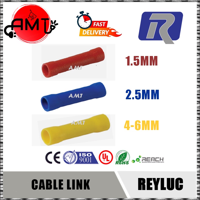 REYLUC CABLE LUG CABLE LINK INSULATED RED YELLOW BLUE 100PIECES ...