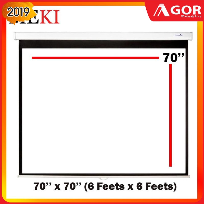 Solid Size 70" x 70"(6 x 6 feets) Manual Wall Screen Projector Meki ...
