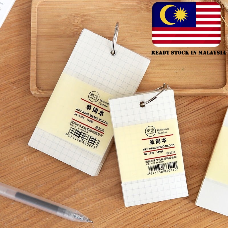 INS Minimalist Metal Ring Memo Block Portable Note Vocabulary Word ...