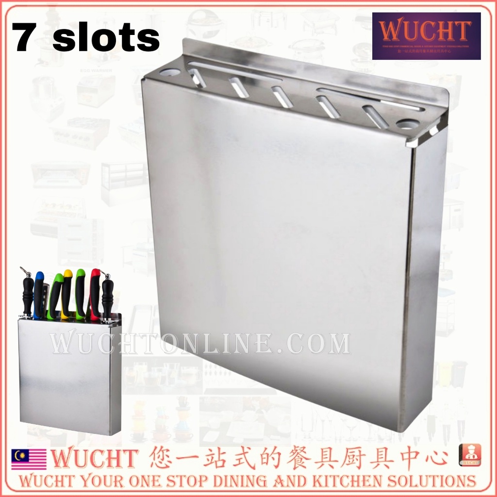 【WUCHT】7 Slot Stainless Steel Wall-Mount Knife Rack 7Slot Knife Holder ...