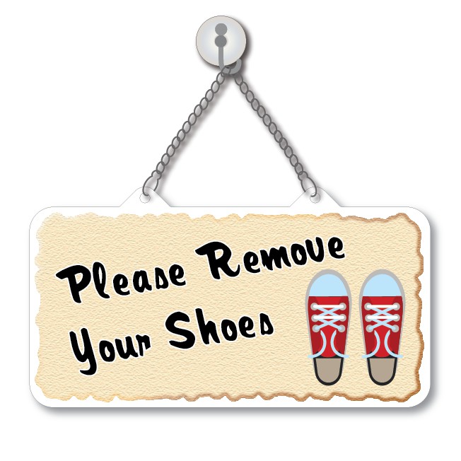 SB3922P PLEASE REMOVE YOUR SHOES SIGN BOARD WITH CHAIN AND SUCTION CUP ...