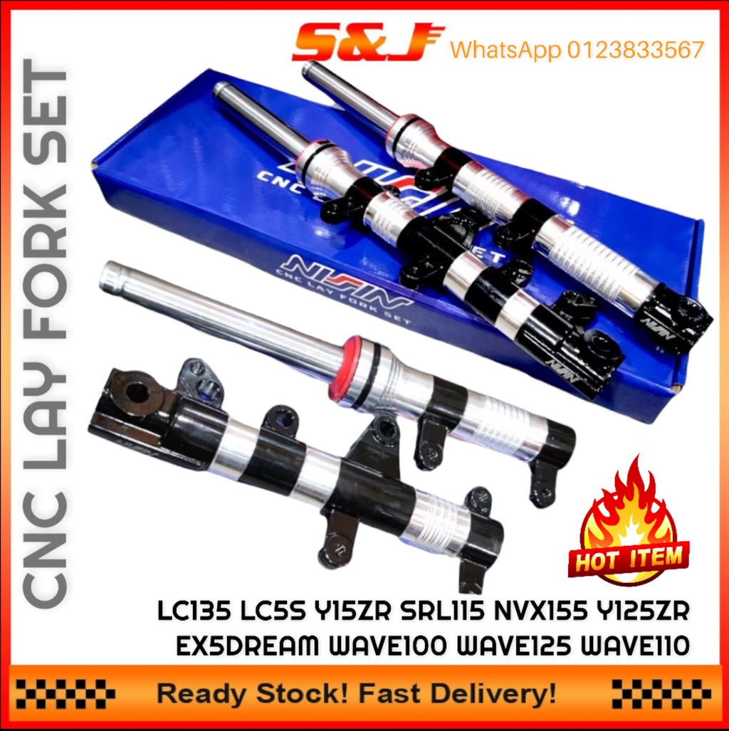 NISSIN CNC LAY FORK SET LC135 Y15 Y16ZR RS150 RSX EX5DREAM WAVE125 ...