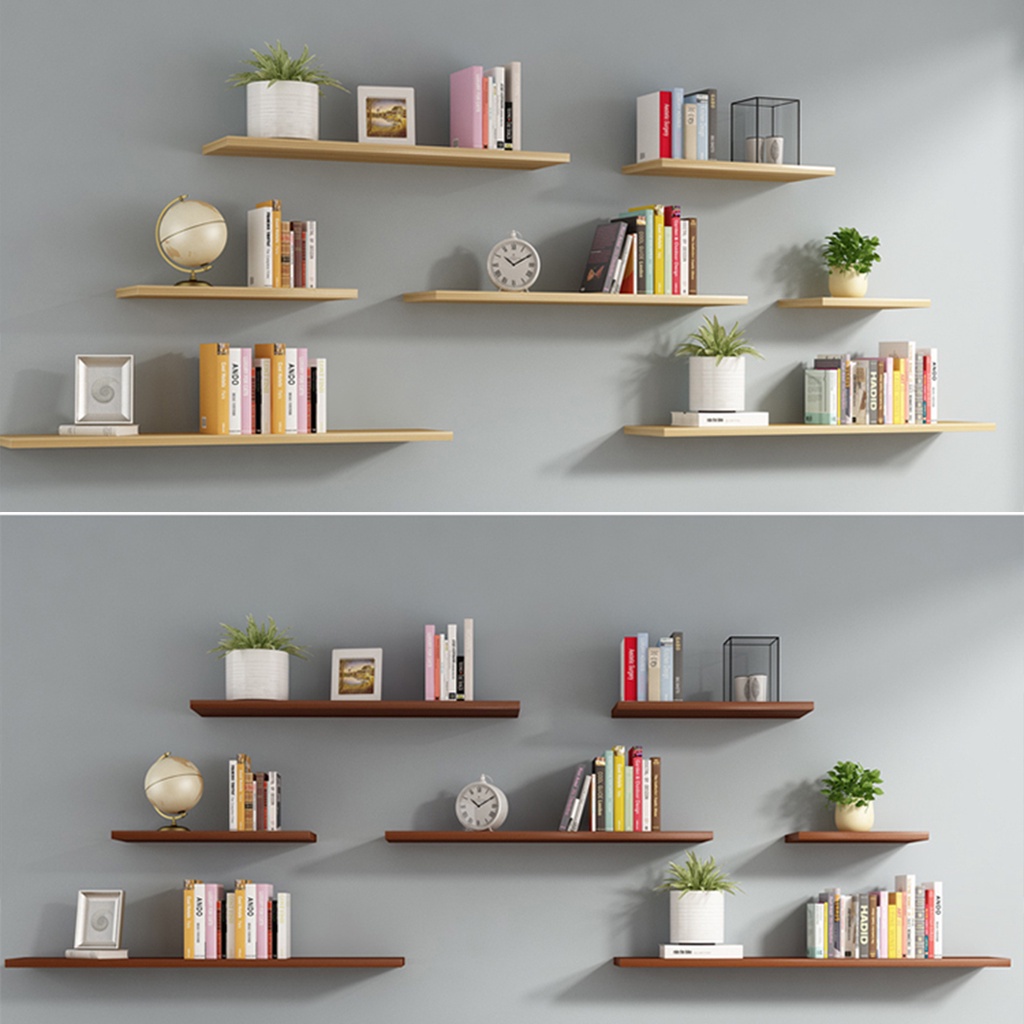 1 Pcs Floating Wall Wood Shelves Rack Home Storage Rack Papan Rak ...