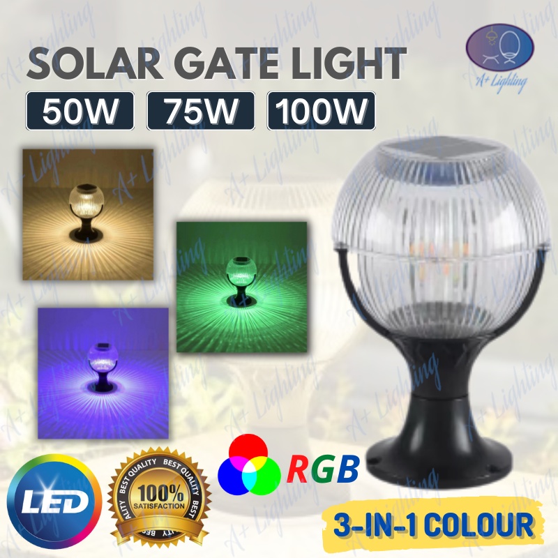 LED SOLAR GATE LIGHT WEATHERPROOF GLOBE LAMP OUTDOOR PILLAR LIGHTING ...
