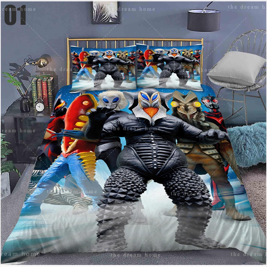 Sam Cartoon Ultraman 3in1 Bedding Set Bed Sheet Quilt Cover Pillowcase ...