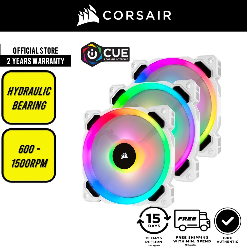 CORSAIR LL120 RGB Dual Light Loop RGB LED PWM Cooling Fan iCUE - White ...