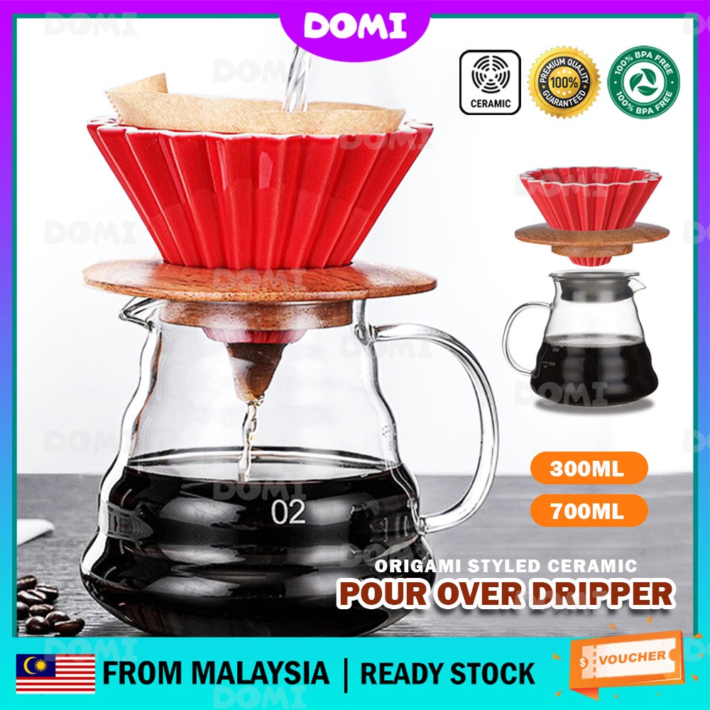 DOMI Ceramic Pour Over Dripper Filter Inspired by V60 Hario Kalita ...