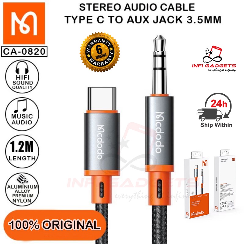 【1yr Warranty】Mcdodo Type-C To Digital Audio Cable 3.5MM Premium Male ...