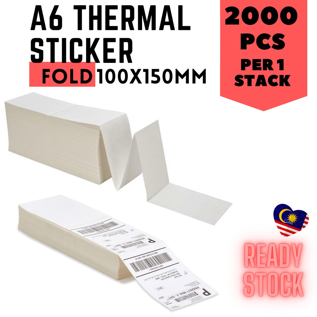 [2000pcs Fold] A6 Thermal Label Sticker Shipping Label AWB Waybill ...