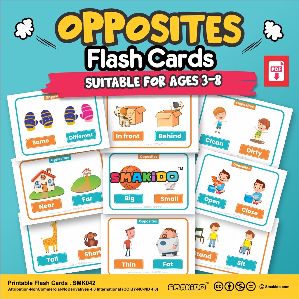 [ Soft Copy/ PDF ] 80 Sets Printable Opposites Flash Cards ️Montessori ...