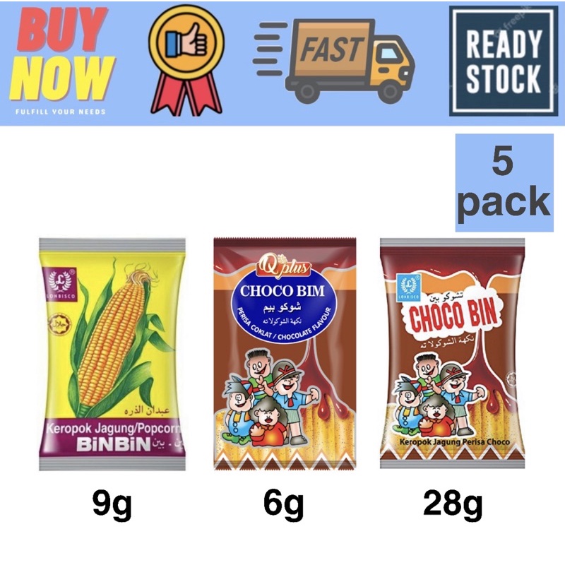Binbin Corn / Choco Bin / Choco Bim / Keropok Jagung (5 pack) | Shopee ...