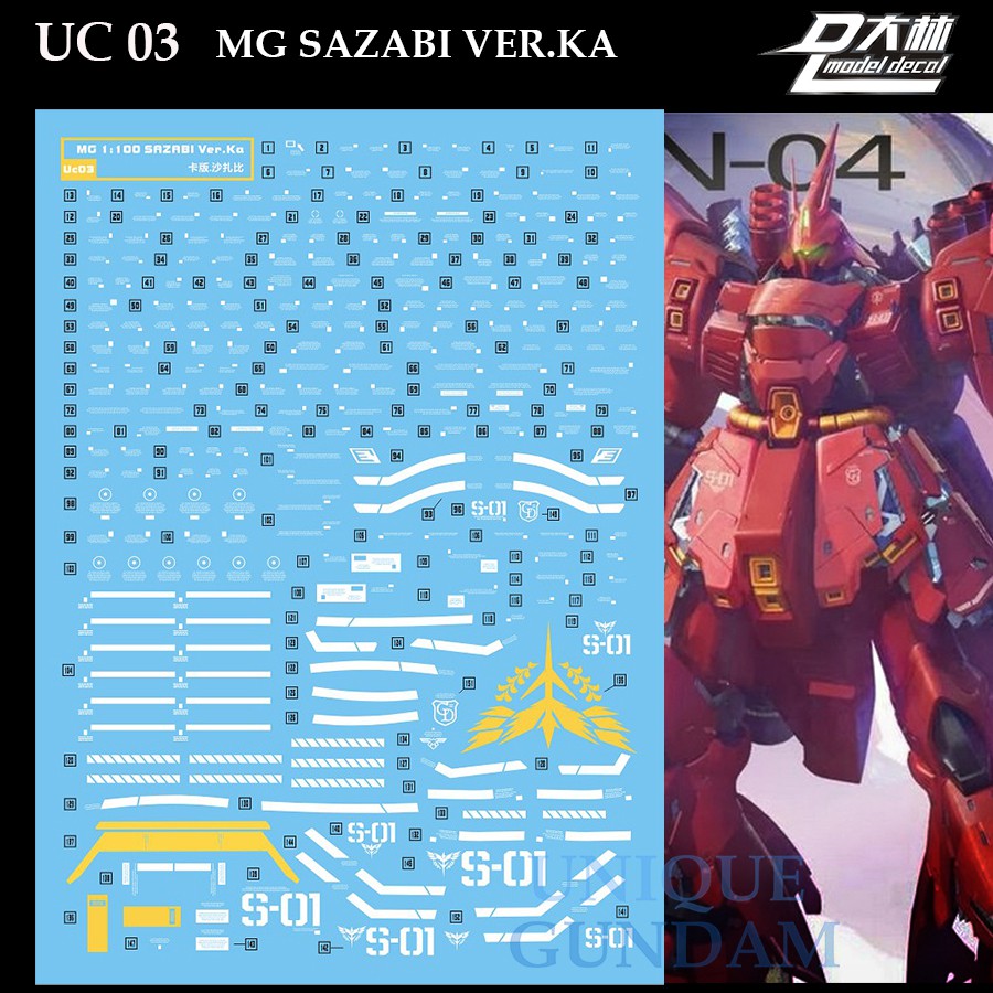 [DALIN] UC03 MG 1/100 SAZABI VER.KA GUNDAM WATER SLIDE DECAL | Shopee Malaysia