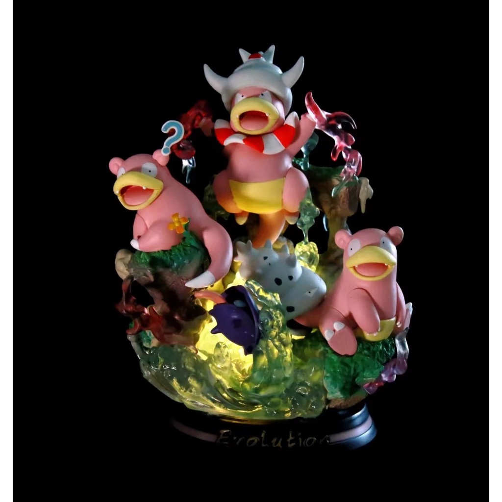 Pokemon Evolution Slowking Slowpoke Slowbro PVC Statue Figure with LED ...