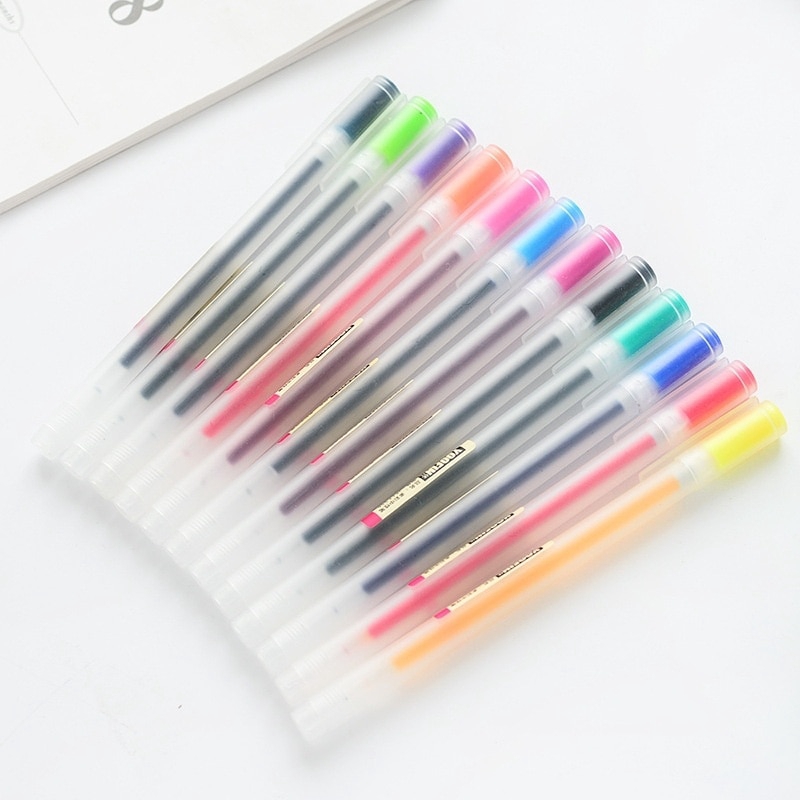 6/12 Colors 0.5mm MUJI Japanese Color Gel Pen Maker Pen School Office ...