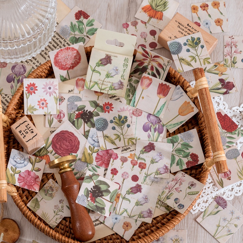 ENWEI 46 Pcs Plant Series Journal Vintage Stickers Scrapbooking Art ...