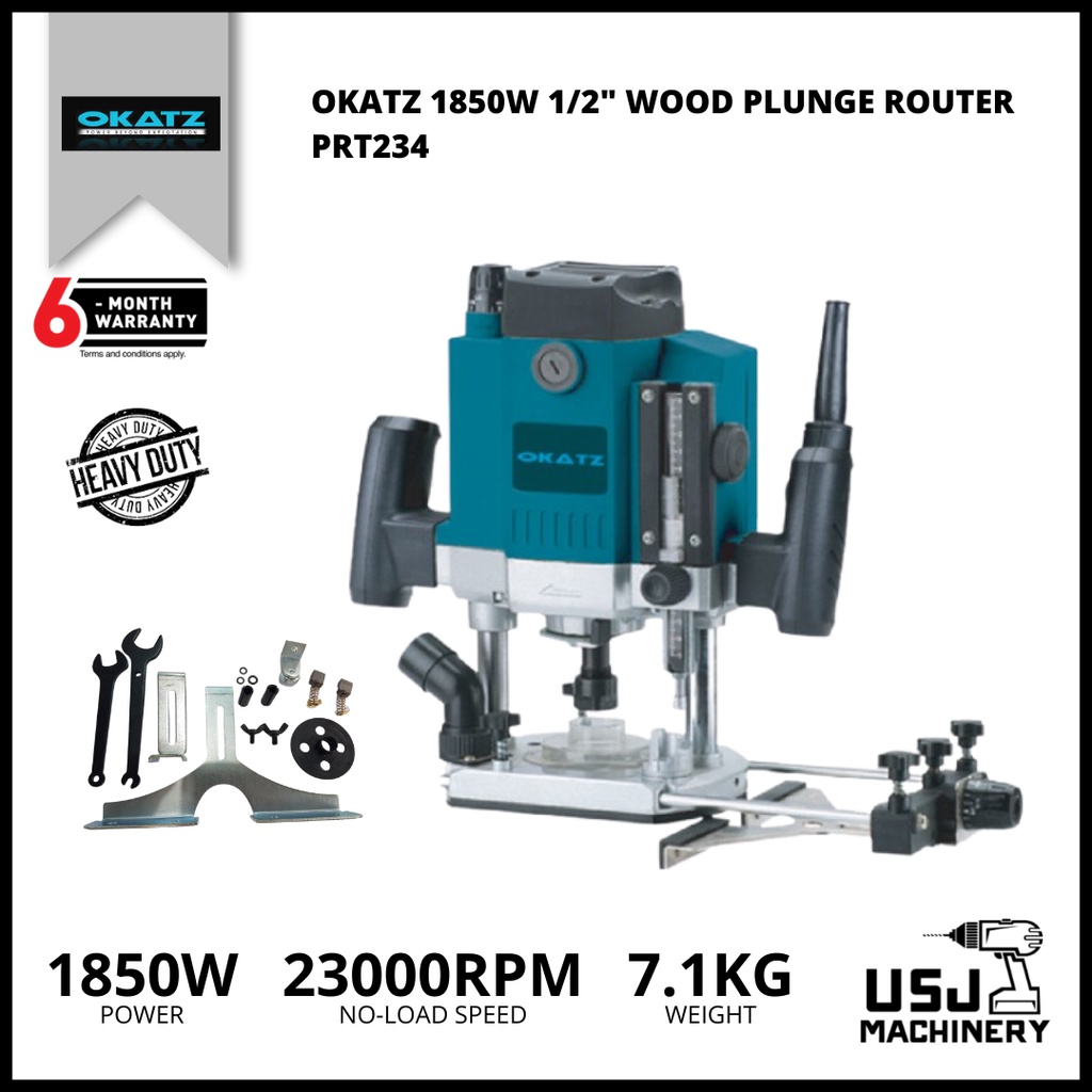 OKATZ 1850W 1/2" Wood Plunge Router PRT234 | 6 Months Warranty | Shopee ...