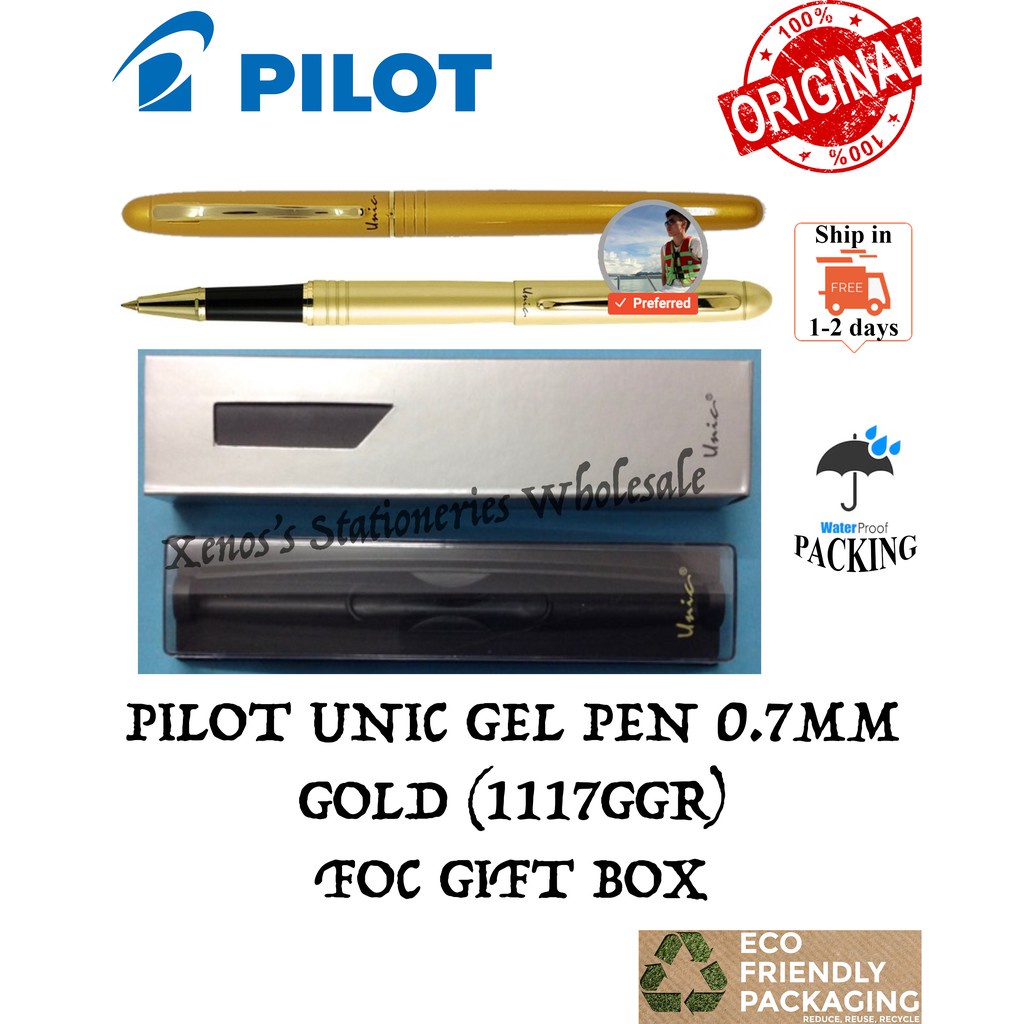 PILOT UNIC GEL PEN 0.7MM GOLD 1117GGR / PILOT UNIC GIFT PEN GOLD ...