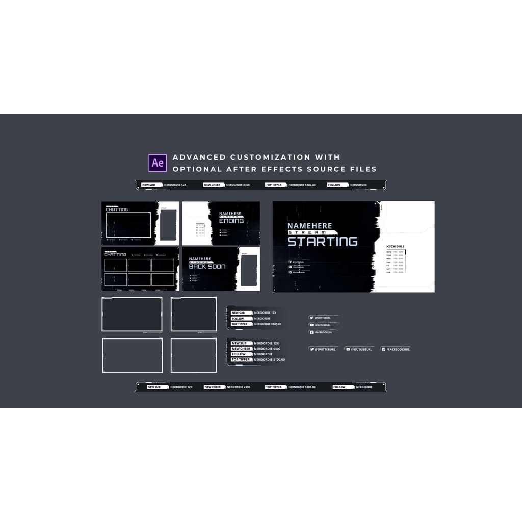 Glitch 2 stream Overlay / Screen Theme / Widget Theme (STREAMLABS OBS ...