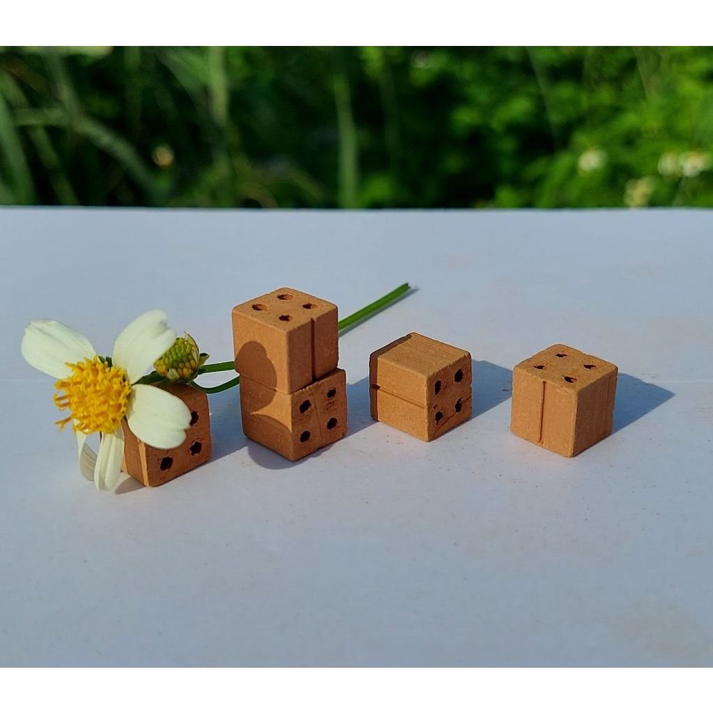 100 pieces - 1/2 Mini TUBE BRICKS 10x10x10mm, Modeling Clay Tiles ...