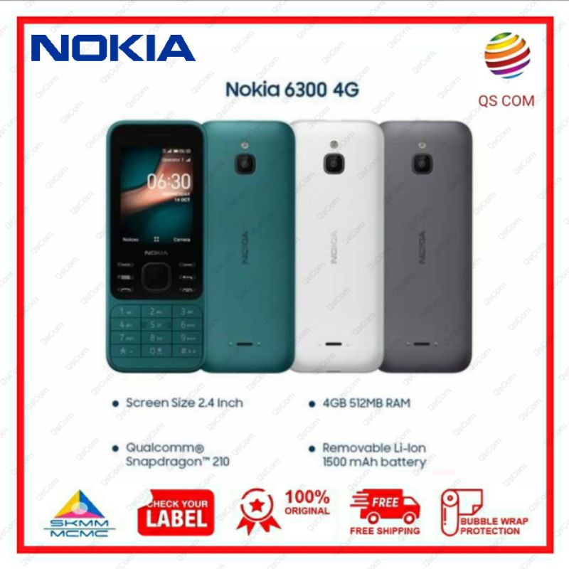 [100% Original] Nokia 6300 4G - 2.4" + Dual SIM (512mb RAM | 4gb ROM ...