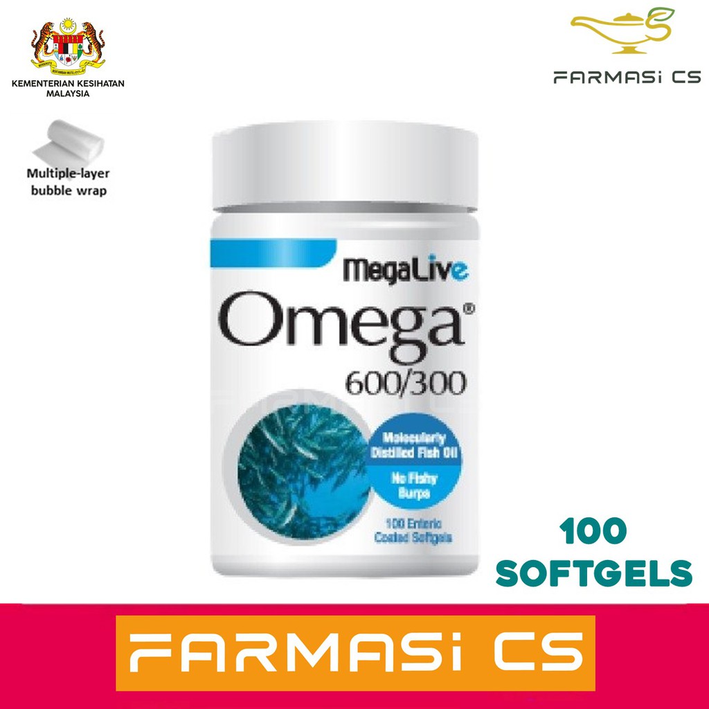 MegaLive Omega 600 / 300mg 100s EXP:08/2025 Fish Oil Omega 3 EPA DHA ...