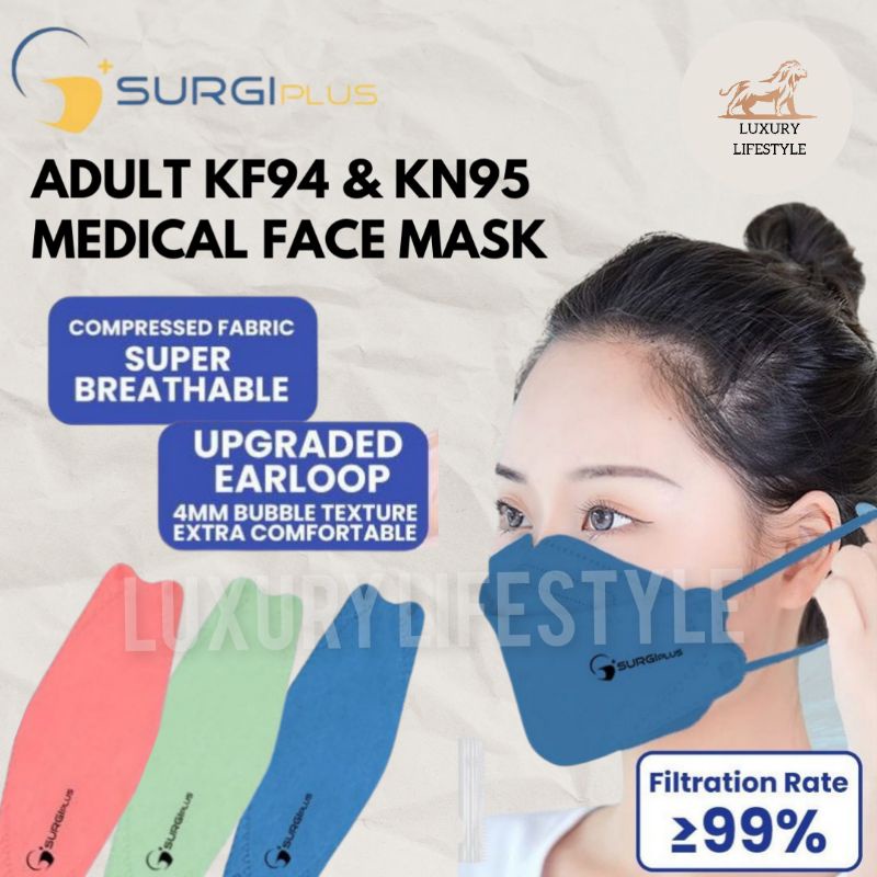 Surgiplus Medical KN95 4 layers Surgical Respirator Surgiplus MDA Approved KF94 Colour Mask KN99 ...