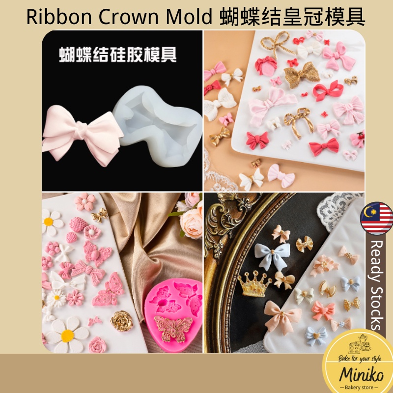 Ribbon Bow Butterfly Crown Mold silicone fondant mold Ribbon chocolate ...