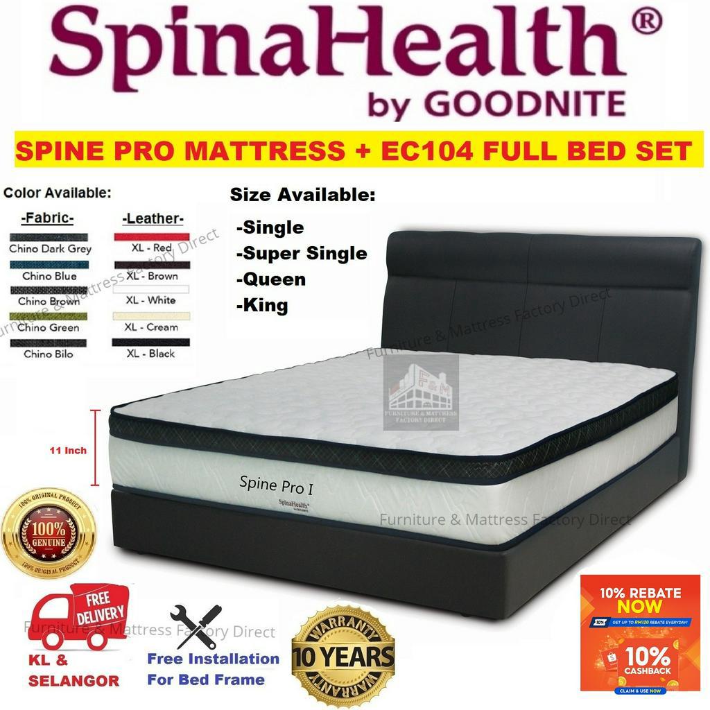 (FULL SET) Goodnite SpinaHealth Spine Pro Full Bed Set Package Mattress ...