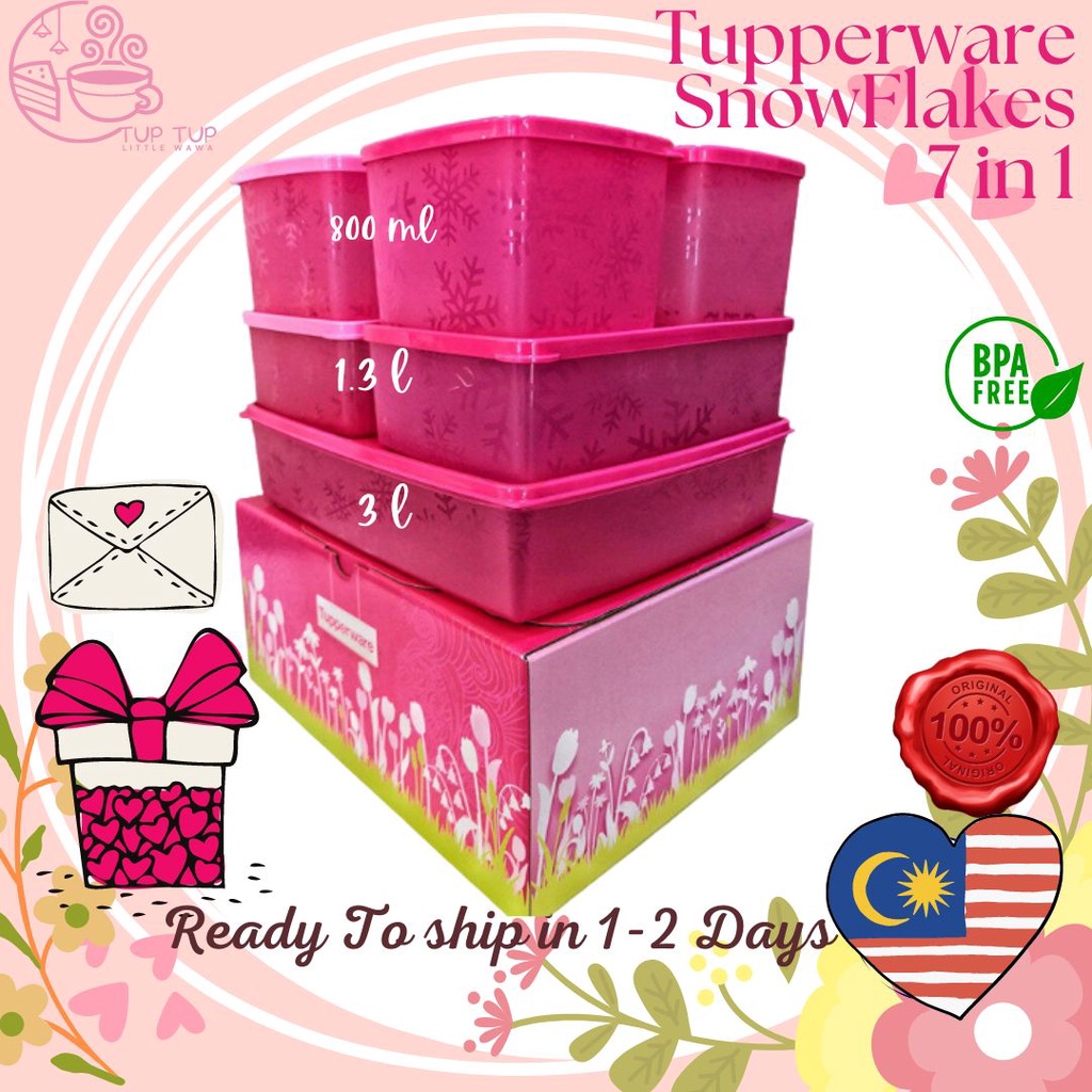 🎁 Hadiah Tupperware🎁 Air Tight Liquid Tight Tupperware Snowflakes Set (7pcs) Peti Sejuk Berkas ...
