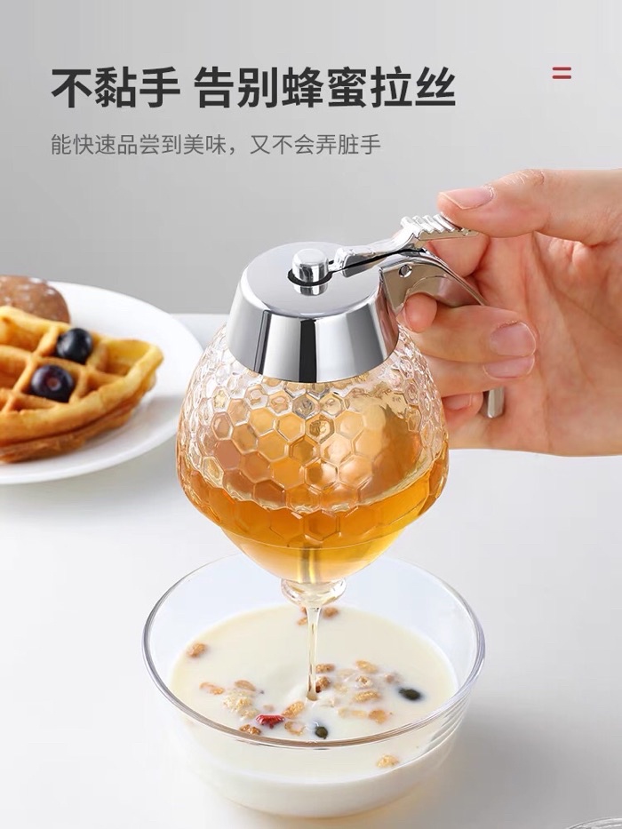 200ml Honey Bottle Jar Syrup Juice Dispenser Acrylic Pot Vintage ...