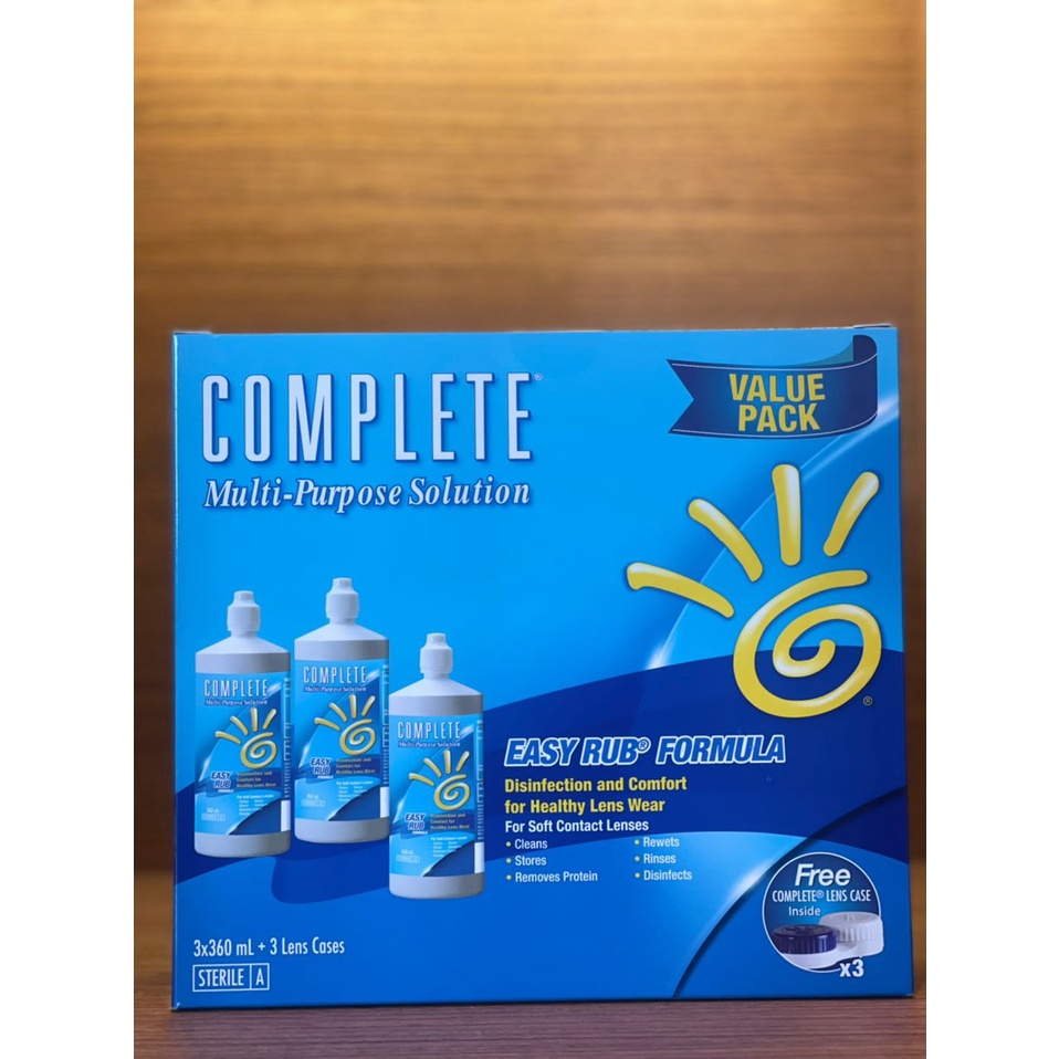 COMPLETE MULTI-PURPOSE SOLUTION 360ML X 3 + 3 LENS CASES (EXP 12/2026 ...