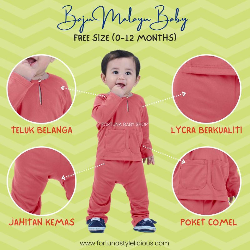 💜[0-12 Bulan] Baju Melayu Baby Lycra Sejuk & Selesa (Free Size, Fit ...