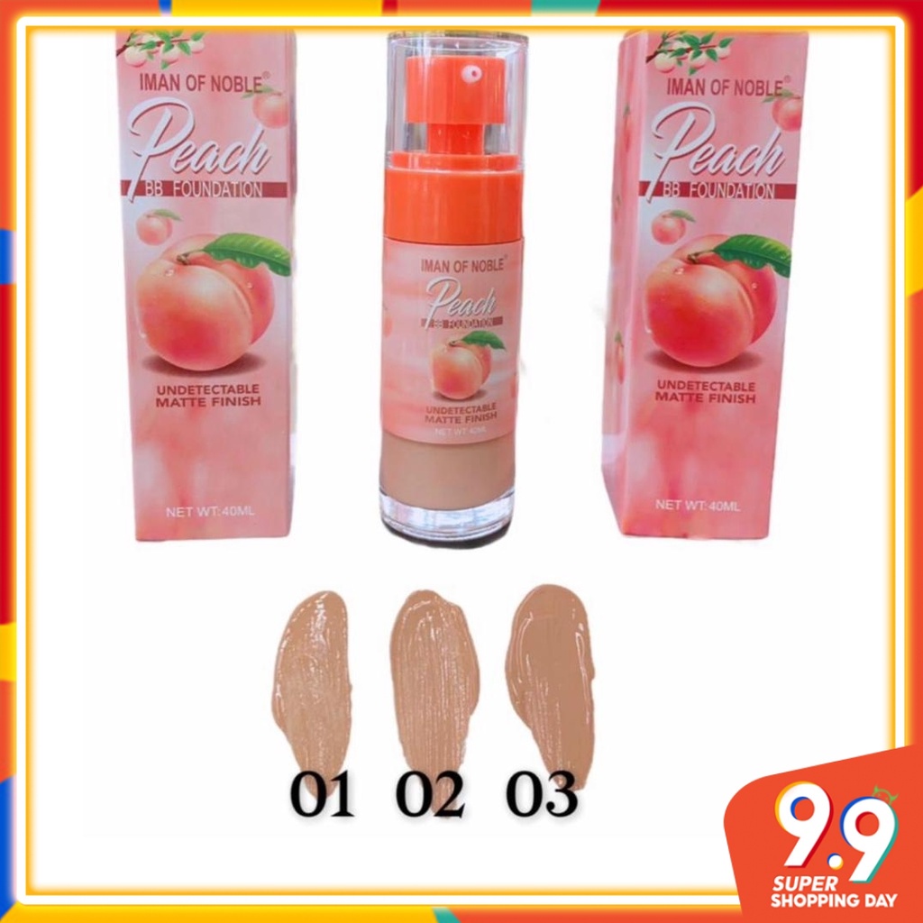 FOUNDATION PEACH IMAN OF NOBLE BOTOL KACA MATTE FINISH MAKE UP | Shopee ...