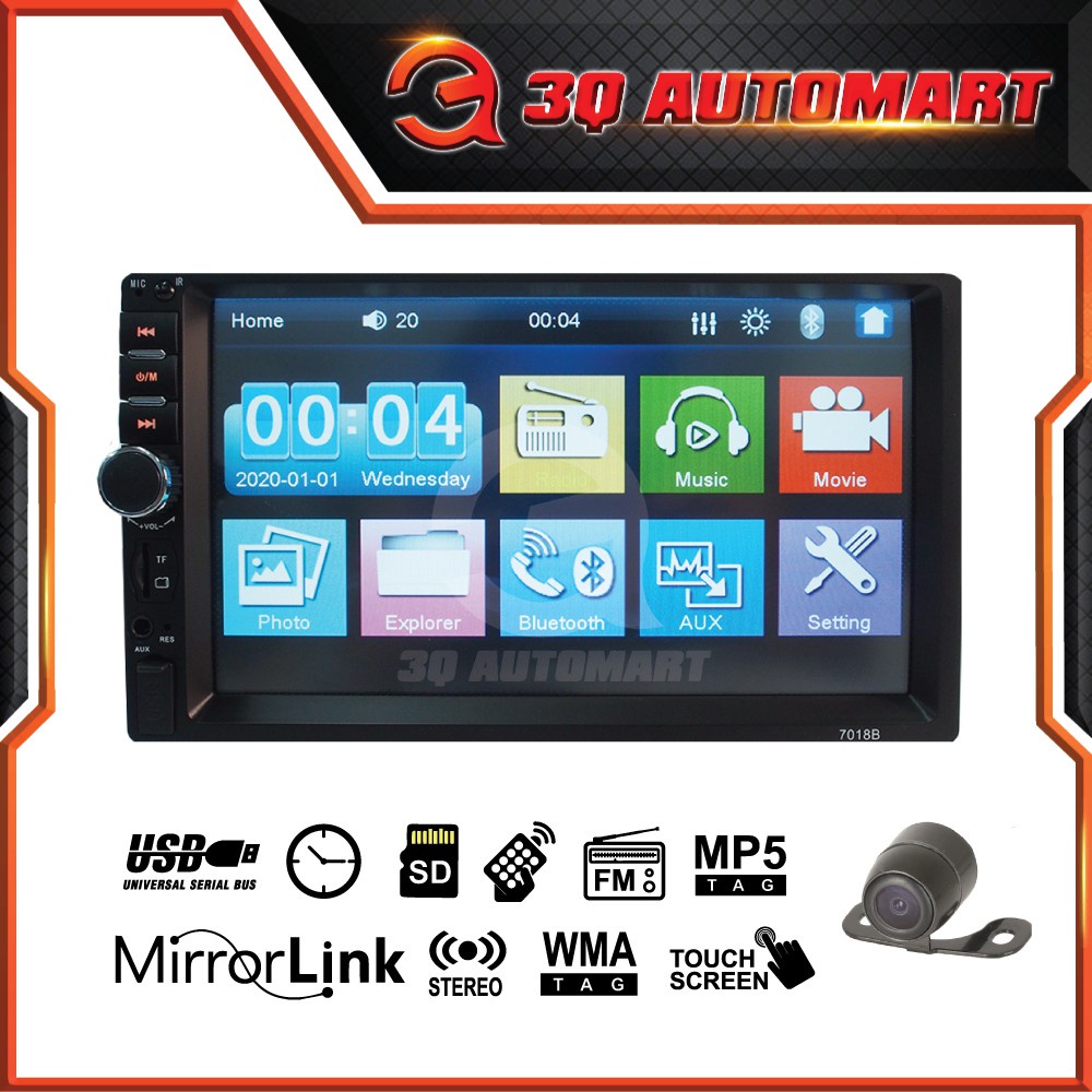 Universal 7 Inch Double Din Car MP5 Bluetooth FM USB Player Support ...