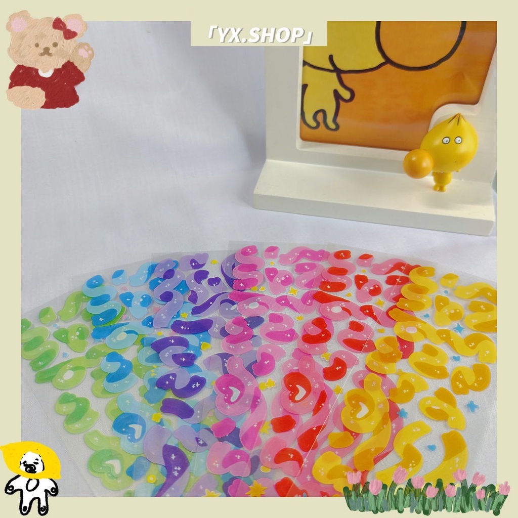 stationary ig ins sticker kpop cute transparent colour DIY diary rainbw ...