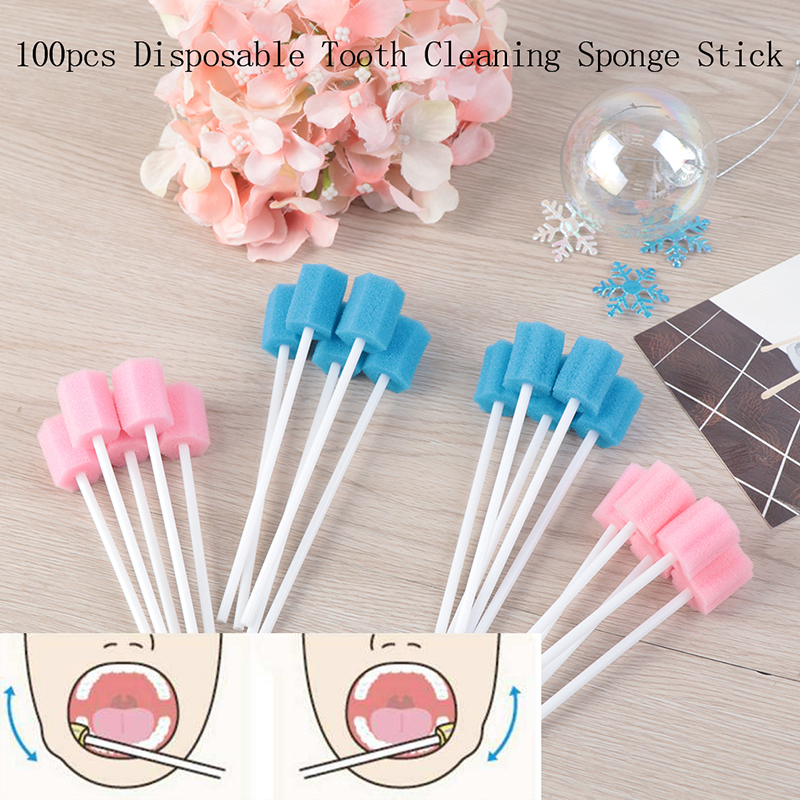 100Pcs Dental Disposable Oral Sponge Swab Tooth Cleaning Mouth Swabs ...