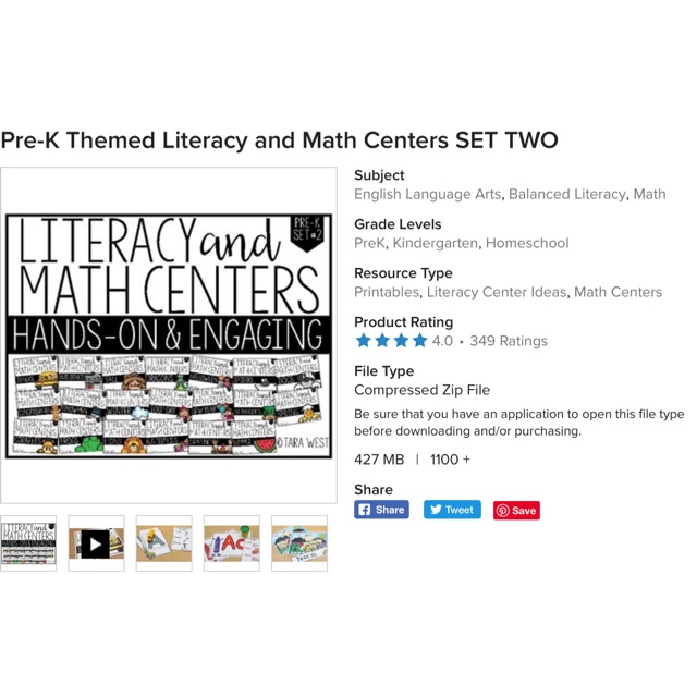 Printable *Pre-K themed literacy and math centers set 2 | Shopee Malaysia